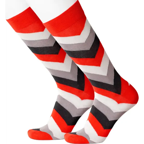 BEAU TIES OF VERMONT Chevron Patterned Socks - Chevron Red/stripes