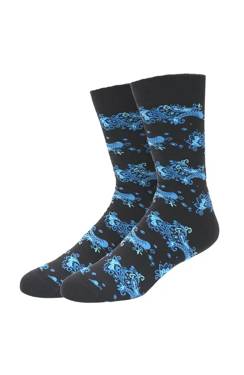 BEAU TIES OF VERMONT Paisley And Floral Patterned Socks - Black Sea