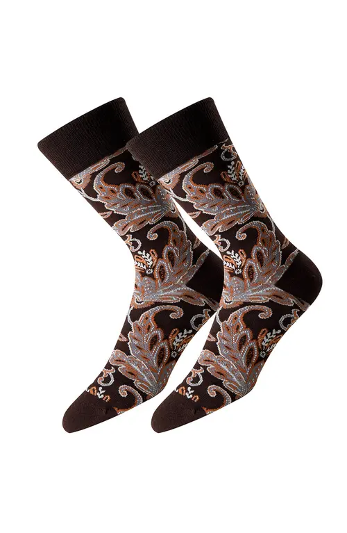 BEAU TIES OF VERMONT Floralia Crew Socks - Floralia Brown