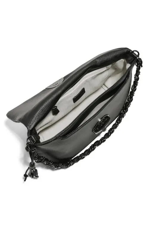AIMEE Convertible Shoulder Bag With Chain Details - Black