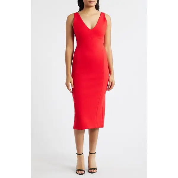 Spanx Spanxshape™ Ponte V-neck Sleeveless Midi Dress - Spanx Red