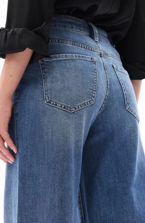 BAYEAS Mid-rise Wide-leg Jeans - Medium Blue