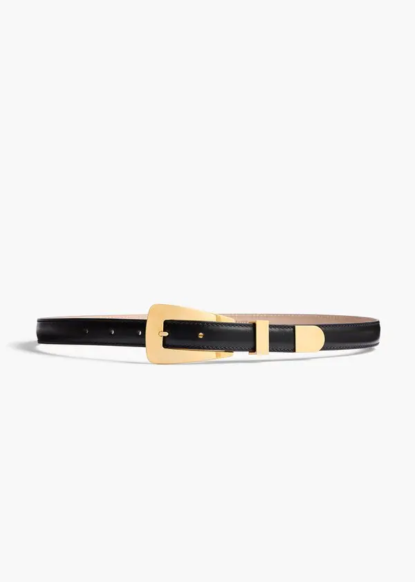 Khaite Small Lucca Leather Belt With Gold Hardware - Black