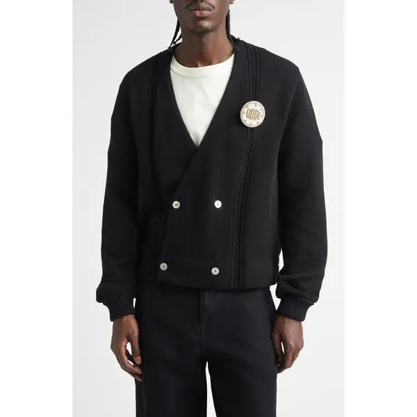 BODE Double-breasted Cotton Cardigan - Black