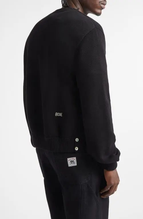BODE Double-breasted Cotton Cardigan - Black