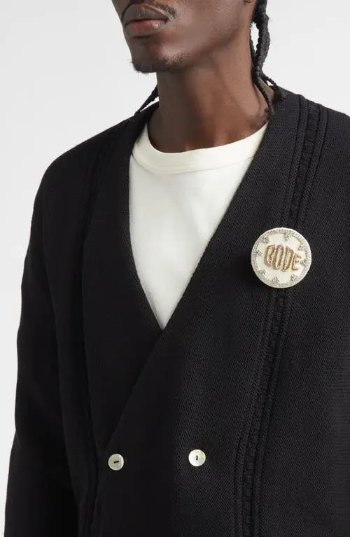 BODE Double-breasted Cotton Cardigan - Black