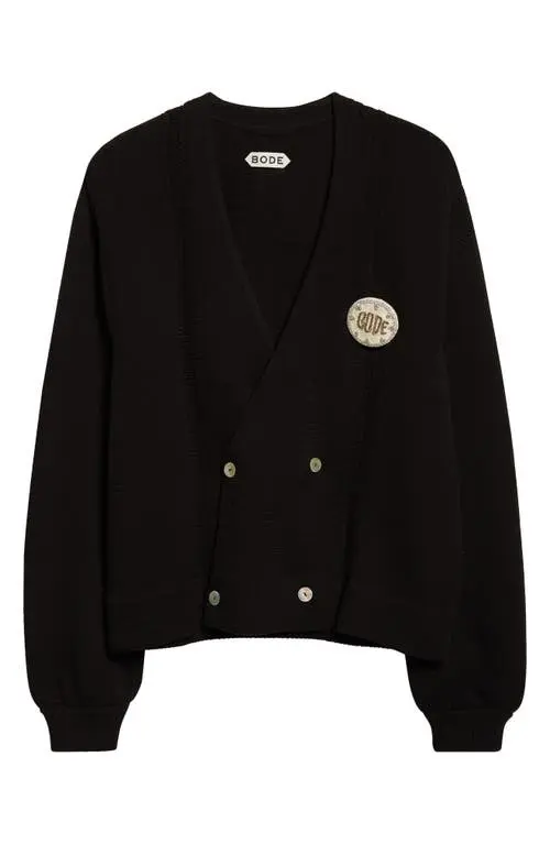 BODE Double-breasted Cotton Cardigan - Black