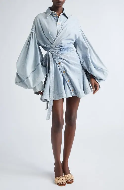Zimmermann Rebellion Denim Wrap Minidress - Castaway