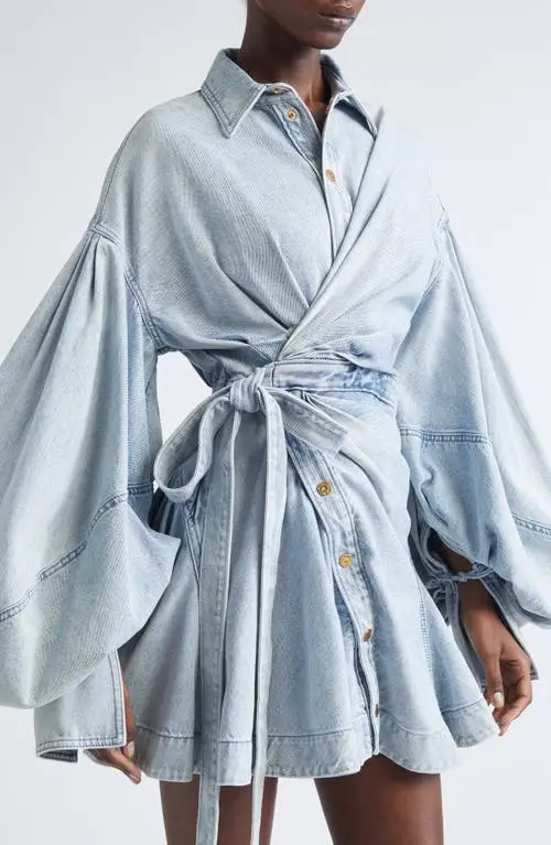 Zimmermann Rebellion Denim Wrap Minidress - Castaway