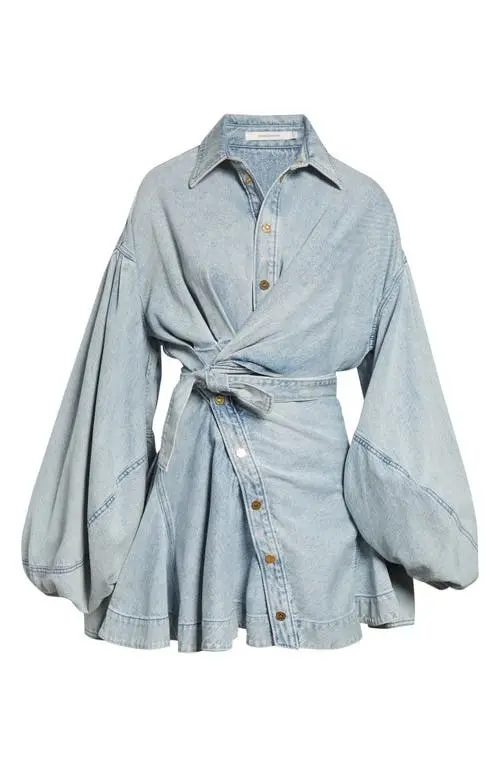 Zimmermann Rebellion Denim Wrap Minidress - Castaway