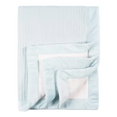 JUST BORN Blue Waffle Plush Blanket - Baby Blue