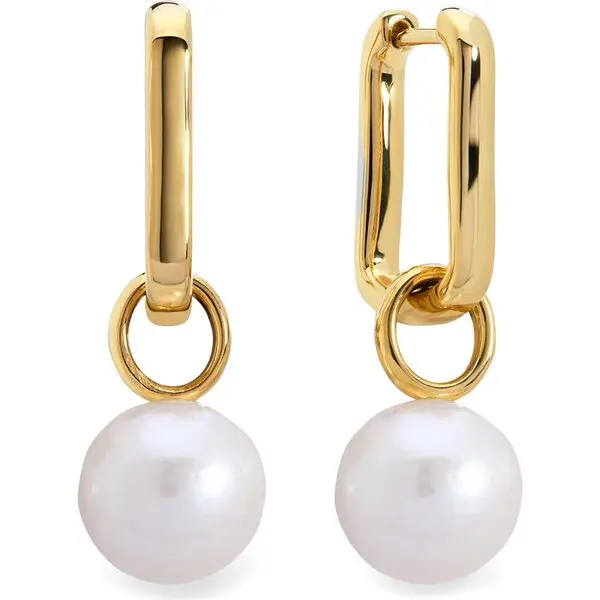 Monica Vinader Alta Freshwater Pearl Slim Huggie Hoop Earrings - 18ct Gold Vermeil/pearl