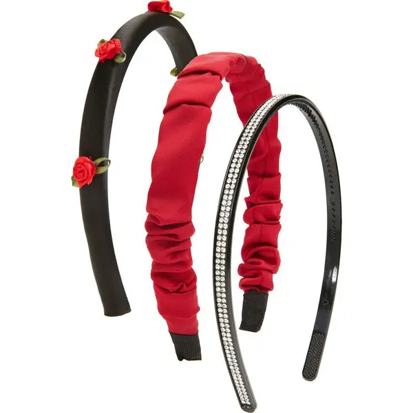 CARA 3-pack Headband Set - Black/red