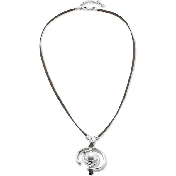 UNODE50 Pearl Leather Necklace - Silver