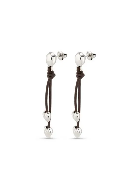 UNODE50 Leather Drop Earrings With Hearts