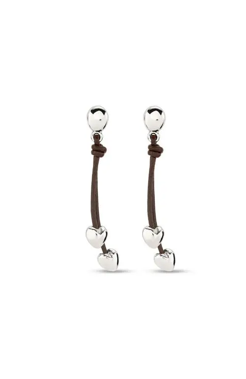 UNODE50 Stud Earrings With Crystal Accents - Silver