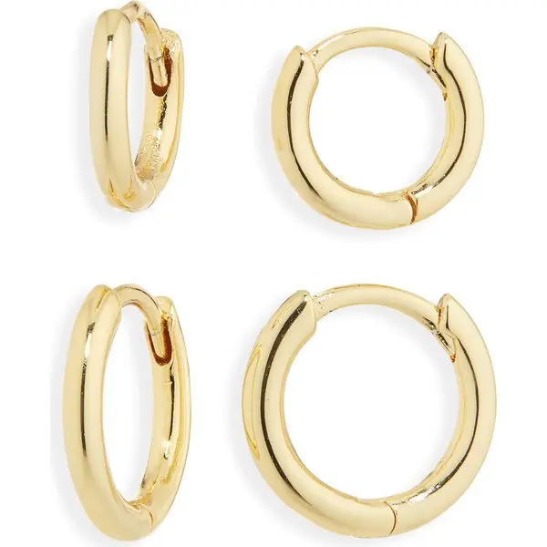 Nordstrom Set Of 2 Huggie Hoop Earrings - 14k Gold Plated