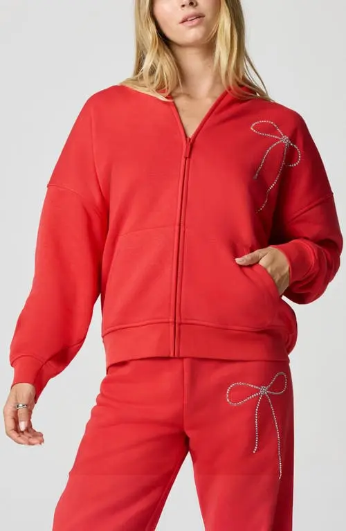 FLORENCE BY MILLS Crystal Bow Zip-up Hoodie - Scarlet