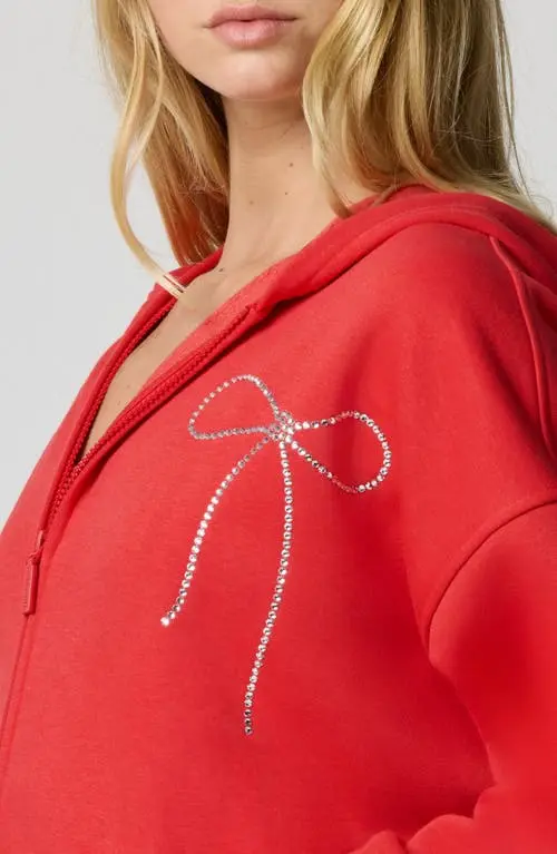 FLORENCE BY MILLS Crystal Bow Zip-up Hoodie - Scarlet