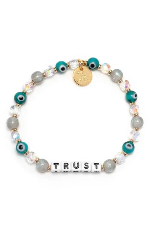 LITTLE WORDS PROJECT Trust Stretch Beaded Bracelet - Blue/green