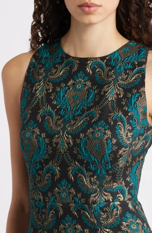 Vince Camuto Sleeveless Metallic Jacquard Minidress In Black/Emerald - 55%  Off | Editorialist