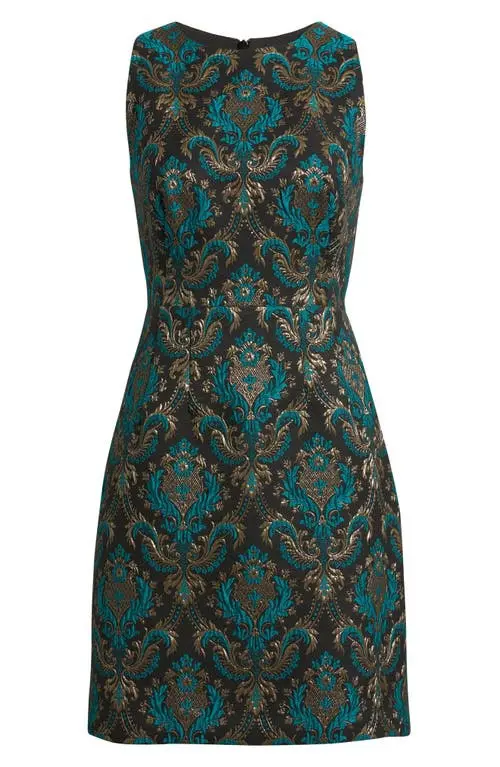 Vince Camuto Sleeveless Metallic Jacquard Minidress In Black/Emerald - 55%  Off | Editorialist