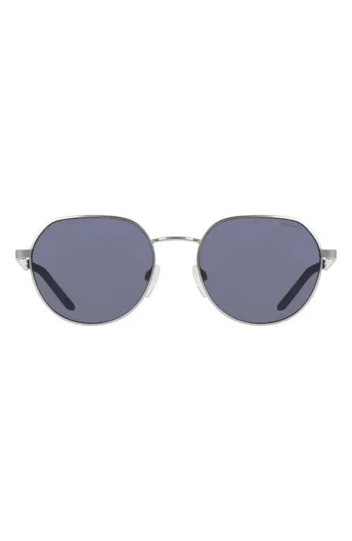 Nike Traveler Trend 52mm Round Sunglasses - Satin Silver/blue