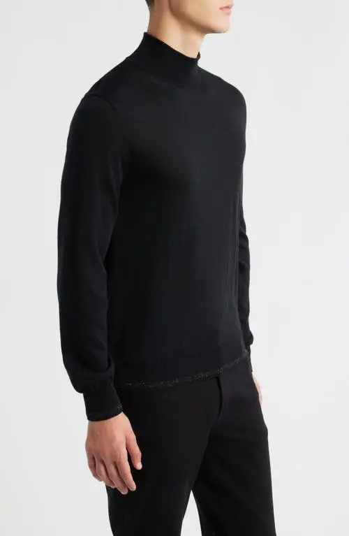 Canali Mock Neck Wool & Silk Blend Sweater