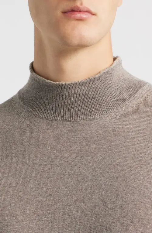 Canali Mock Neck Wool & Silk Blend Sweater - Beige