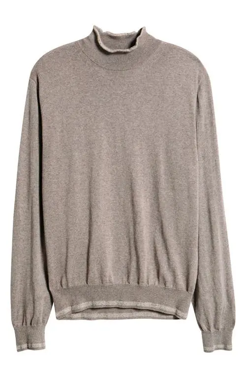 Canali Mock Neck Wool & Silk Blend Sweater - Beige