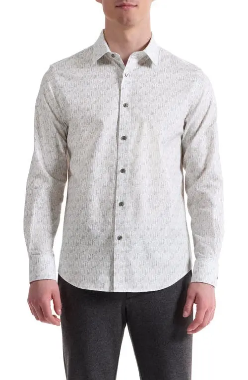 Bugatchi Julian Shaped Fit Musical Instrument Print Button-up Shirt - Chalk