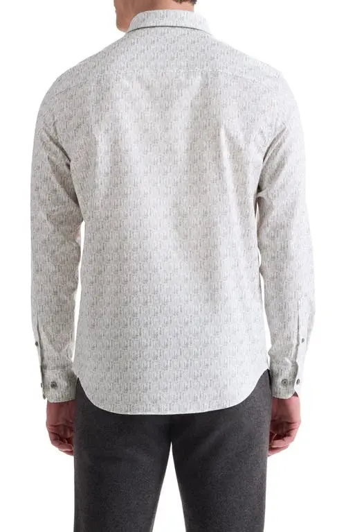Bugatchi Julian Shaped Fit Musical Instrument Print Button-up Shirt - Chalk