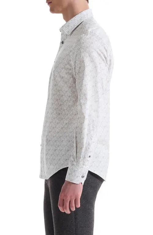 Bugatchi Julian Shaped Fit Musical Instrument Print Button-up Shirt - Chalk