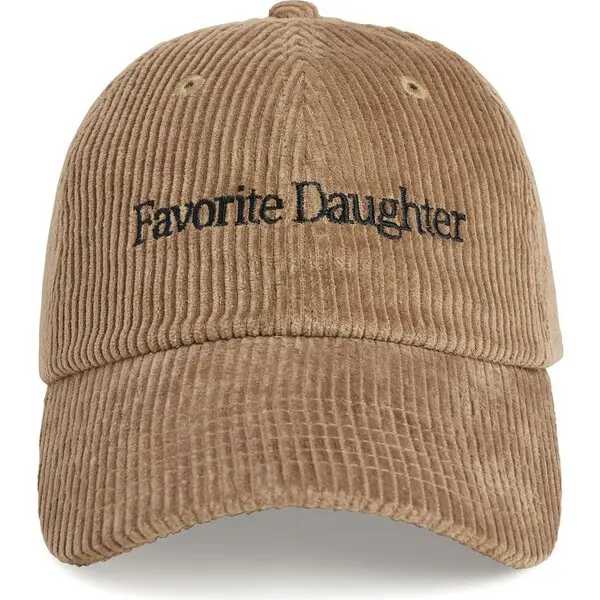 FAVORITE DAUGHTER Classic Logo Corduroy Cap - Tan
