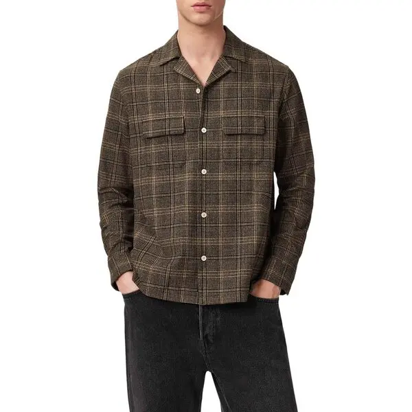 ALLSAINTS Saru Plaid Cotton Button-up Shirt