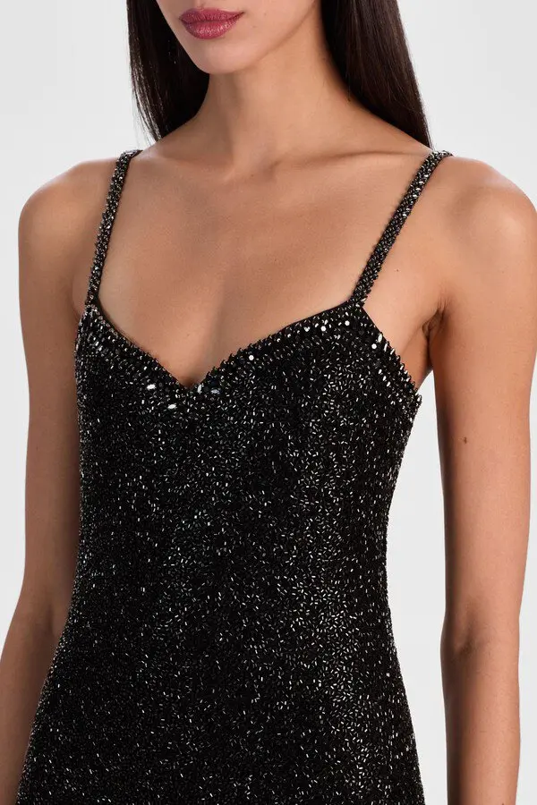 Alice + Olivia Nina Embellished Maxi Dress In Black - 40% Off | Editorialist