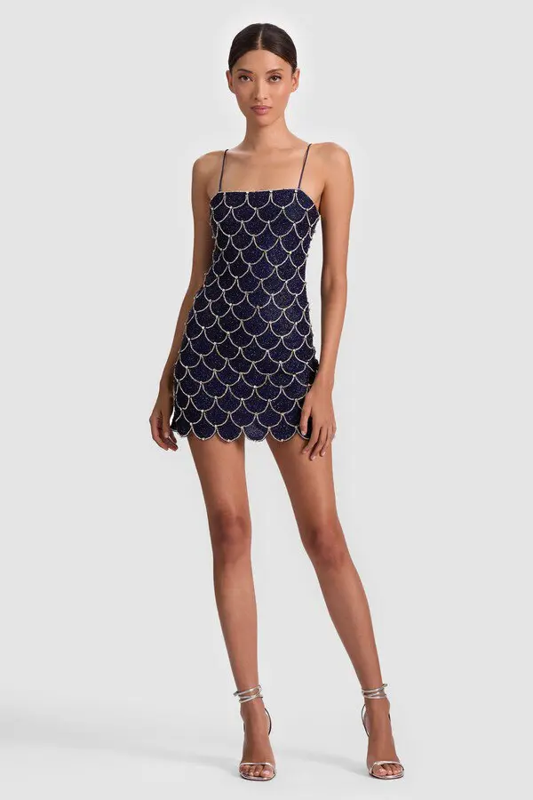 Alice + Olivia Nina Embellished Mini Dress - Blue