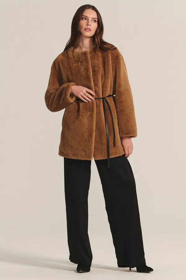 Velvet By Graham & Spencer Marmont Faux Fur Jacket - Brown