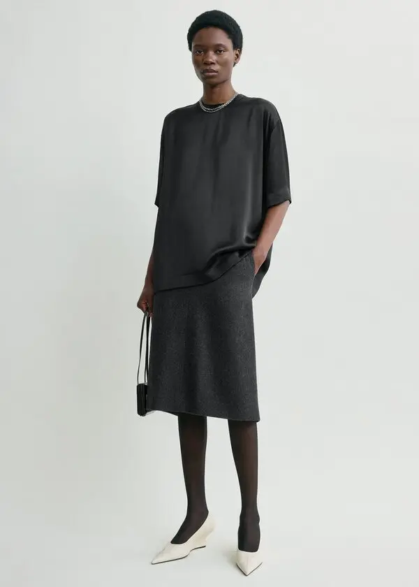 TOTÊME Twill Skirt - Charcoal Melange