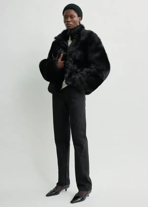 TOTEME Shearling Bomber Jacket - Black