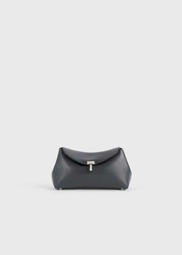 TOTEME Mini T-lock Leather Clutch - Grey