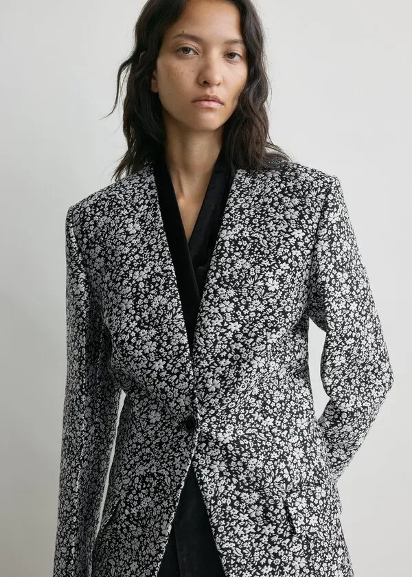 TOTEME Floral Jacquard Slouch Waist Blazer