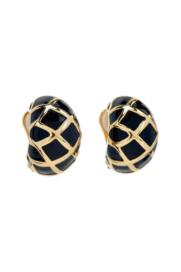 KENNETH JAY LANE Enamel Huggie Clip-on Earrings - Gold