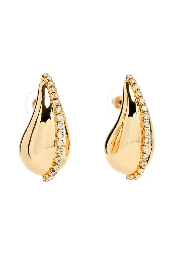 KENNETH JAY LANE Teardrop Huggie Pierced Earrings - Gold