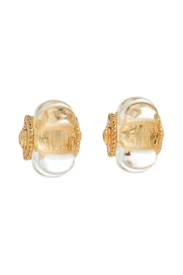 KENNETH JAY LANE Clear Resin Shrimp Clip-on Earrings - Gold