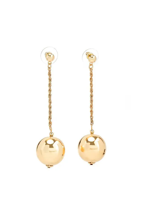 KENNETH JAY LANE Ball Chain Drop Pierced Earrings - Gold