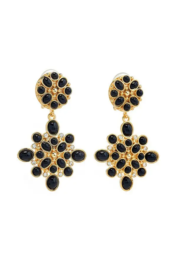 KENNETH JAY LANE Cabochon Drop Clip-on Earrings - Black