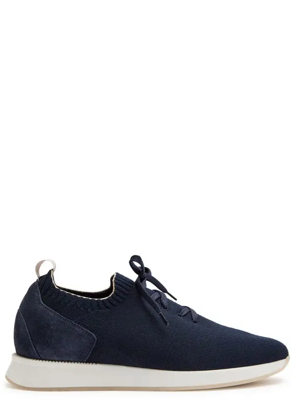 AURELIEN Panelled Knit Sneakers - Navy