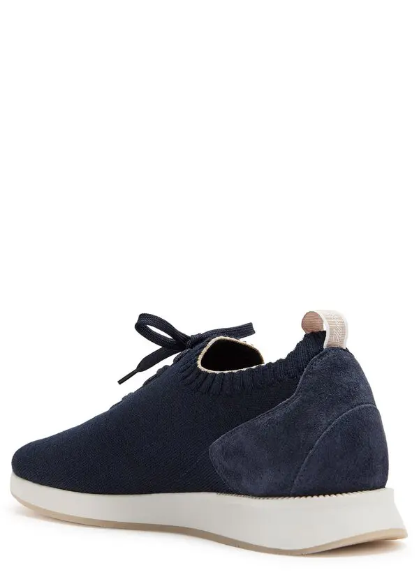 AURELIEN Panelled Knit Sneakers - Navy