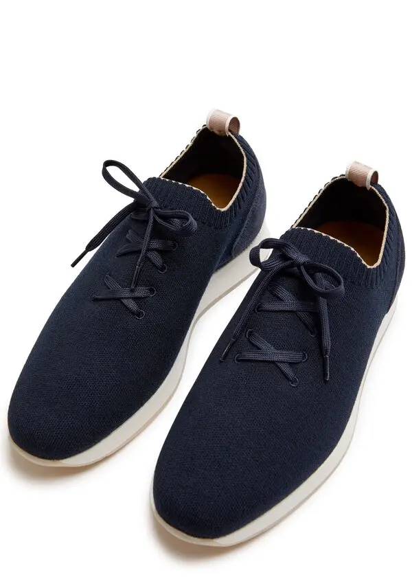 AURELIEN Panelled Knit Sneakers - Navy